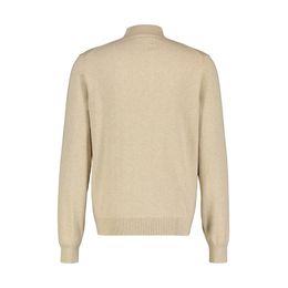 Strickpullover Lerros "Lerros Feinstrickpullover mit Turtleneck", Herren, Gr. L, beige (tender beige melange), 80% Baumwolle, 20% Wolle, Rundhals, Pullover