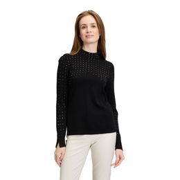 Strickpullover Betty Barclay "Betty Barclay Feinstrickpullover mit Strass", Damen, Gr. 38, schwarz, Strick, Obermaterial: 72% Viskose, 28% Polyamid., feminin, figurumspielend lang, Langarm, Pullover, limited edition