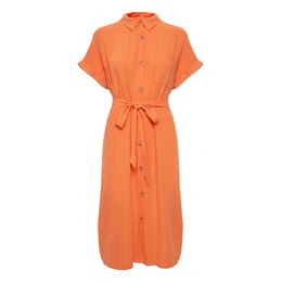 Blusenkleid Fransa "Blusenkleid FRAtel" Gr. L, orange (firecracker melange), Damen, Obermaterial: 70% Viskose CV. 30% Leinen LI., unifarben, Kleider