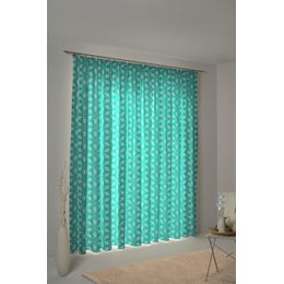 Vorhang Adam "Retro Floret" Gr. 4, blau (petrol), B:145cm H:245cm, Jacquard, Baumwolle (Bio-Baumwolle), Gardinen, nachhaltig