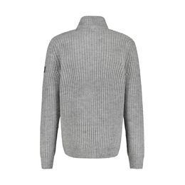 Strickpullover Lerros "Lerros Kabel-Strickpullover mit Schurwollanteil", Herren, Gr. L, grau (platinum grau melange), 70% Polyacryl, 30% Schurwolle, Rundhals, Pullover