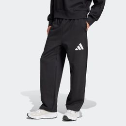 Sporthose adidas Sportswear "M WIDE PANT FL" Gr. L, N-Gr, schwarz-weiß (schwarz, weiß), Herren, Obermaterial: 55% Baumwolle, 36% Polyester, 9% Viskose, Hosen