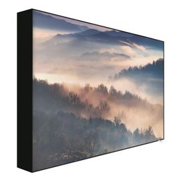 Bilderwelten Akustik-Wechselbild Nebel bei Sonnenuntergang