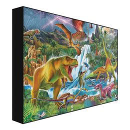 Bilderwelten Akustik-Wechselbild Dinosaurier im Urzeitgewitter