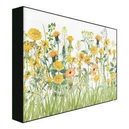 Bilderwelten Akustik-Wechselbild Aquarellierte Blumenwiese in Gelb