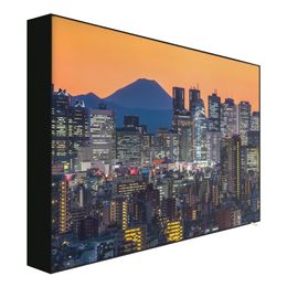 Bilderwelten Akustik-Wechselbild Tokio mit dem Fuji am Abend
