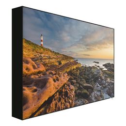 Bilderwelten Akustik-Wechselbild Tarbat Ness Leuchtturm und Sonnenuntergang am Meer