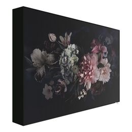 Akustik-Wechselbild Blumen mit Nebel auf Schwarz