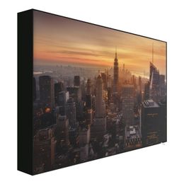 Bilderwelten Akustik-Wechselbild Manhattan Skyline Abendstimmung