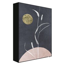 Bilderwelten Akustik-Wechselbild Goldener Mond mit Schilf