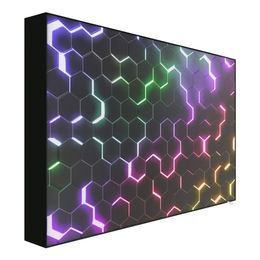 Bilderwelten Akustik-Wechselbild Strukturierte Hexagone mit Neonlicht