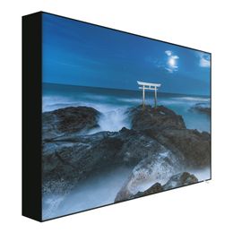 Bilderwelten Akustik-Wechselbild Torii bei Vollmond am Meer