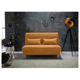 Schlafsofa Inosign "Gina" Sofas Gr. B/H/T: 120cm x 86cm x 195cm, Chenille, orange (mango) mit einem Handgriff vom Sofa zum Bett