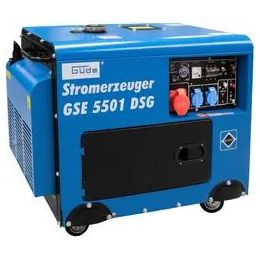 Güde Stromerzeuger GÜDE "GSE 5501 DS", blau (baumarkt), B:54,5cm H:75cm T:90,5cm, Stromerzeuger, 2 x Schuko 230 V/50 Hz, 1 x CEE 16 A/400 V/50 Hz