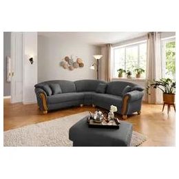 Ecksofa Home Affaire "Milano Vintage, L-Form" Sofas Gr. B/H/T: 233cm x 83cm x 81cm, Microfaser VINTAGE, 2S.E.2S, grau (dunkelgrau) mit Federkern, Bezug in Vintageoptik, incl. 4 Zierkissen