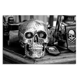 Wandbild Artland "Totenkopf", silber (silberfarben), B:120cm H:80cm, Canvas, Leinwand, Bilder, Bild Poster, als Leinwandbild, Poster, Wandaufkleber in verschied. Größen