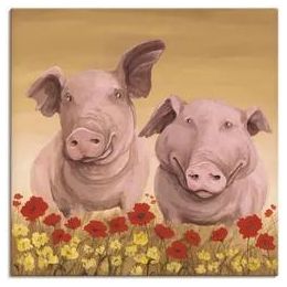 Leinwandbild Artland "Schweine", beige (naturfarben), B:100cm H:100cm, Canvas, Leinwand, Bilder, auf Keilrahmen gespannt