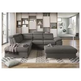 Sit & More Ecksofa SIT & MORE "Cabrio L-Form, mit Sitztiefenverstellung, Arm- und Kopfteilverstellung" Sofas Gr. B/H/T: 274cm x 87cm x 230cm, Luxus-Microfaser, Ottomane links, ohne Bettfunktion-ohne Bettkasten, braun (schlamm) 3 Nierenkissen, Federkern, optional Bettfunktion und Stauraum