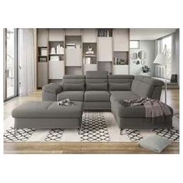 Sit & More Ecksofa SIT & MORE "Cabrio L-Form, mit Sitztiefenverstellung, Arm- und Kopfteilverstellung" Sofas Gr. B/H/T: 274cm x 87cm x 230cm, Luxus-Microfaser, Ottomane rechts, ohne Bettfunktion-ohne Bettkasten, braun (schlamm) 3 Nierenkissen, Federkern, optional Bettfunktion und Stauraum