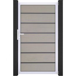 GroJa Einzeltor Solid Grande Premium Steckzaun Bi-Color Sand, 100 cm, Silber EV1