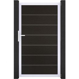 GroJa Einzeltor Solid Grande Premium Steckzaun Schwarz co-extrudiert, 100 cm, Silber EV1