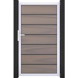 GroJa Einzeltor Solid Grande Premium Steckzaun Bi-Color co-extrudiert, 100 cm, Silber EV1