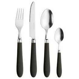 Pinti Inox Besteck-Set PINTINOX "Daisy 0" Essbesteck-Sets Gr. 24 tlg., grau (schwarz, edelstahlfarben) mit farbigem Kunststoffgriff