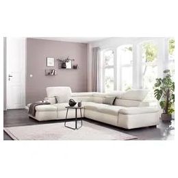 Ecksofa Home Affaire "Alberto L-Form" Sofas Gr. B/H/T: 272cm x 73cm x 226cm, Luxus-Microfaser ALTARA NUBUCK, Ottomane links, ohne Bettfunktion, beige (creme) mit Kopfteilverstellung, wahlweise Bettfunktion