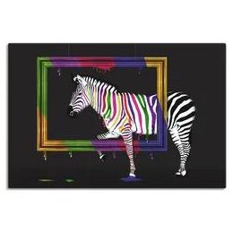 Wandbild Artland "Das Regenbogen Zebra", bunt, B:120cm H:80cm, Canvas, Leinwand, Bilder, als Leinwandbild, Poster, Wandaufkleber in verschied. Größen