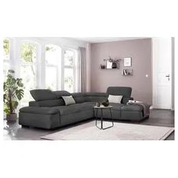 Ecksofa Home Affaire "Alberto L-Form" Sofas Gr. B/H/T: 272cm x 73cm x 226cm, Luxus-Microfaser ALTARA NUBUCK, Ottomane rechts, mit Bettfunktion, grau (graphit) mit Kopfteilverstellung, wahlweise Bettfunktion