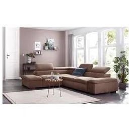 Ecksofa Home Affaire "Alberto L-Form" Sofas Gr. B/H/T: 272cm x 73cm x 226cm, Luxus-Microfaser weich, Ottomane links, mit Bettfunktion, grau (taupe) mit Kopfteilverstellung, wahlweise Bettfunktion