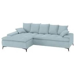 Ecksofa Inosign "Haiti III, L-Form" Sofas Gr. B/H/T: 280cm x 87cm x 180cm, Cord, mega-Recamiere links, blau (stripes 8624 grau) Mit Kaltschaum, bis 140 kg belastbar