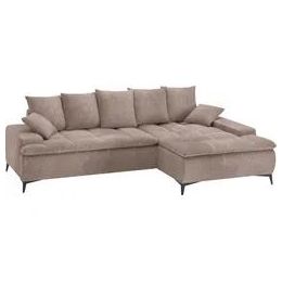 Ecksofa Inosign "Haiti III, L-Form" Sofas Gr. B/H/T: 280cm x 87cm x 180cm, Veloursstoff, mega-Recamiere rechts, grau (dolce 4 taupe) Mit Kaltschaum, bis 140 kg belastbar