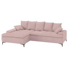 Ecksofa Inosign "Haiti III, L-Form" Sofas Gr. B/H/T: 280cm x 87cm x 180cm, Cord, mega-Recamiere links, rosa (stripes 8626 flamingo) Mit Kaltschaum, bis 140 kg belastbar