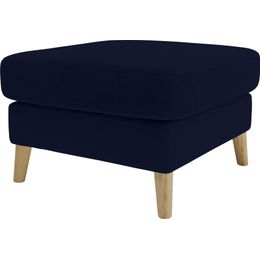 Polsterhocker Home Affaire "MARSEILLE", blau, B:70cm H:47cm T:70cm, 85% Polypropylene, 15% Polyester, Hocker, Massivholzbeine aus Eiche, In verschieden Bezügen und Farbvarianten