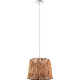 Pendelleuchte Paco Home "Hugo Amadeo" Lampen Gr. Ø 35cm H: 26cm, beige (natur weiß) Wohnzimmer Esszimmer Rattan Optik Boho Lampenschirm Papier