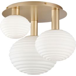 Deckenleuchte ECO-Light "Deckenleuchte RIPPLE" Lampen Gr. Ø 53,50cm H: 48,00cm, goldfarben (gold satin, opalglas)