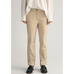 Chinohose Gant "SLIM CHINOS" Gr. 34, N-Gr, beige (dry sand), Damen, Web, Obermaterial: 98% Baumwolle, 2% Elasthan, unifarben, Hosen, mit verkürzter Länge