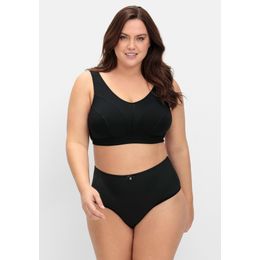 sheego BH ohne Bügel mit transparenten Mesh-Einsätzen, schwarz, Gr.95F