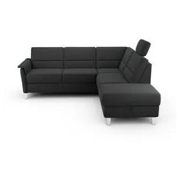 Sit & More Ecksofa SIT & MORE "Palmera L-Form" Sofas Gr. B/H/T: 236cm x 89cm x 212cm, Flachgewebe, Ottomane rechts, mit Bettfunktion-mit Stauraum, schwarz Federkern, wahlweise mit Bettfunktion und mitohne Stauraum