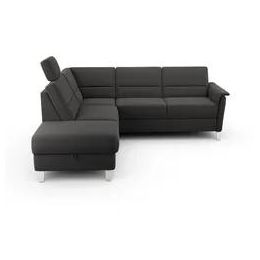 Sit & More Ecksofa SIT & MORE "Palmera L-Form", grau (dunkelgrau), B:236cm H:89cm T:212cm, 100% Polyester, Sofas, Federkern, wahlweise mit Bettfunktion und mit/ohne Stauraum