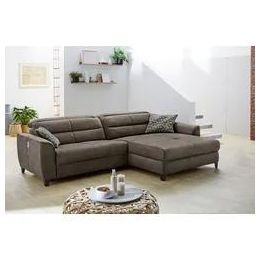 Jockenhöfer Ecksofa JOCKENHÖFER GRUPPE "Double One L-Form" Sofas Gr. B/T: 288cm x 105cm, Luxus-Microfaser in Lederoptik, Ottomane beidseitig montierbar, mit Relaxfunktion, braun (dunkelbraun) mit 2x 120cm breiten, elektromotorischen Relaxfunktionen Bestseller