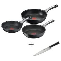 Pfannen-Set Tefal "Unlimited On + Ice Force Kochmesser", schwarz (edelstahlfarben, schwarz), Ø:28cm, Pfannen, Pfannenset, Antihaft-Pfannen, inkl. Kochmesser 20 cm, Induktion