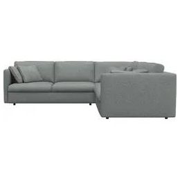 Ecksofa FLEXLUX "Lovane gleichschenklig, bequem und komfortabel", blau (sky blau), B:296cm H:84cm T:296cm, 62% Polyester/14% Cotton/7% Linen, Sofas, Weich & anschmiegsam, große Sitztiefe auf Kaltschaum, Dekokissen inkl.