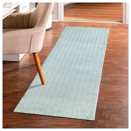 Teppich Carpet City "Friseé-Teppich FANCY805" Teppiche Gr. B: 80cm, 12mm, L: 300cm, grün (mint, türkis) Kurzflor, Einfarbig, 3D-Optik, Zickzack Look