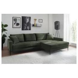 Ecksofa TRENDS BY HG "Summer L-Form" Sofas Gr. B/H/T: 278cm x 86cm x 174cm, Cord, Recamiere rechts, ohne Kopfstütze, grün in Cord-Stoff mit Metallfuß