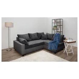 Ecksofa Collection AB "Parma L-Form" Sofas Gr. B/H/T: 224cm x 42cm x 161cm, Microvelours-Cord, grau (anthrazit) mit Schlaffunktion und Bettkasten, inklusive Kissen, Bonellfederkern