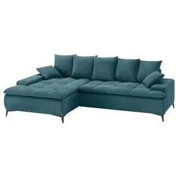 Ecksofa Inosign "Haiti III, L-Form" Sofas Gr. B/H/T: 280cm x 87cm x 180cm, Microfaser, mega-Recamiere links, blau (memphis 13 petrol) Mit Kaltschaum, bis 140 kg belastbar