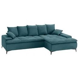 Ecksofa Inosign "Haiti III, L-Form" Sofas Gr. B/H/T: 280cm x 87cm x 180cm, Microfaser, mega-Recamiere rechts, blau (memphis 13 petrol) Mit Kaltschaum, bis 140 kg belastbar