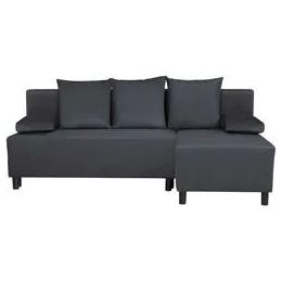 Ecksofa Inosign "IWALANI, L-Form mit Bettfunktion und Bettkasten" Sofas Gr. B/H/T: 199cm x 83cm x 135cm, Velvet, Recamiere beidseitig montierbar, mit Bettfunktion und Bettkasten, grau (anthrazit) mit Wellenunterfederung, pflegeleicht Material, BHT 19913583 cm